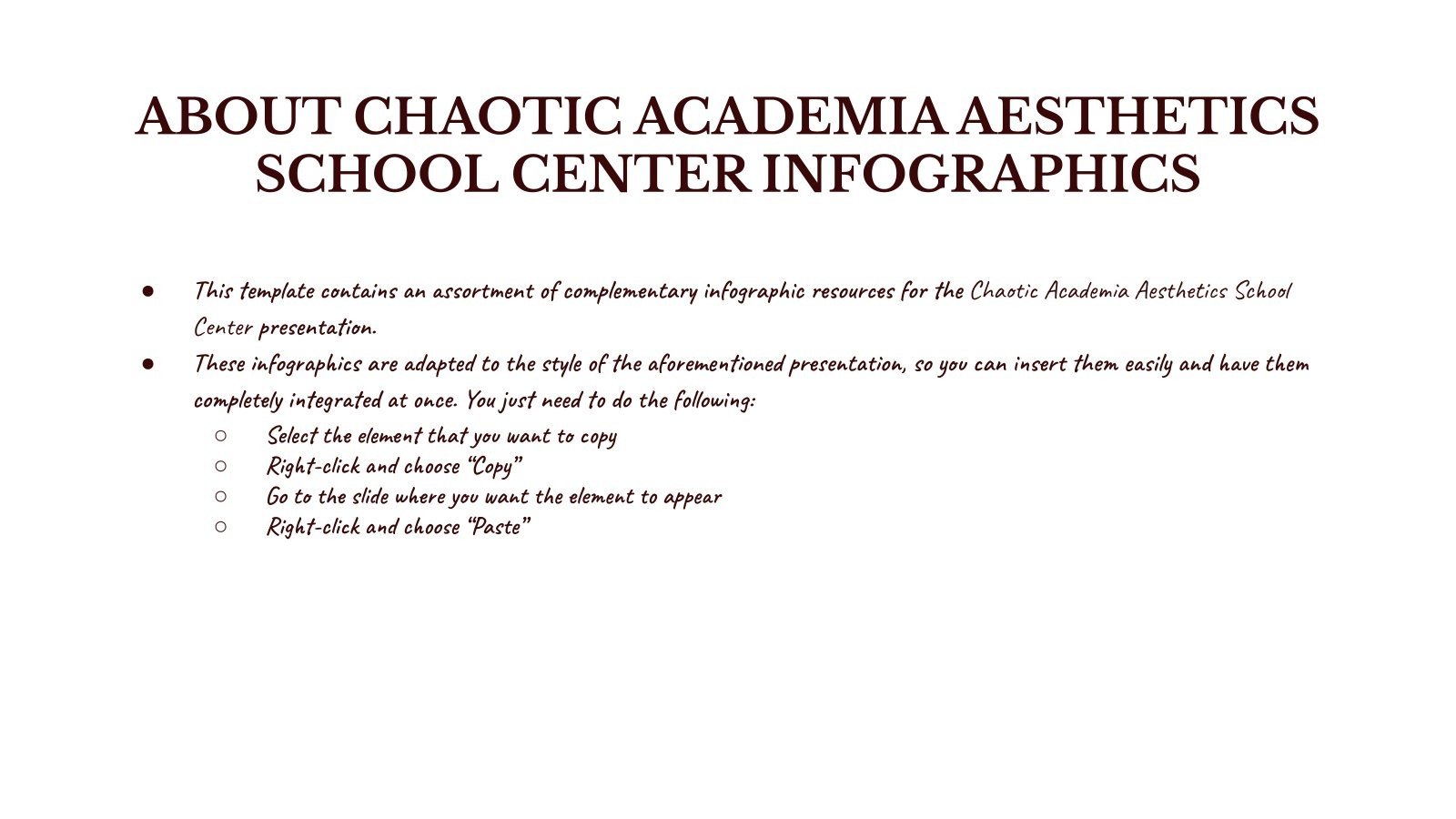 Chaotic Academia Aesthetics School Center Infographics