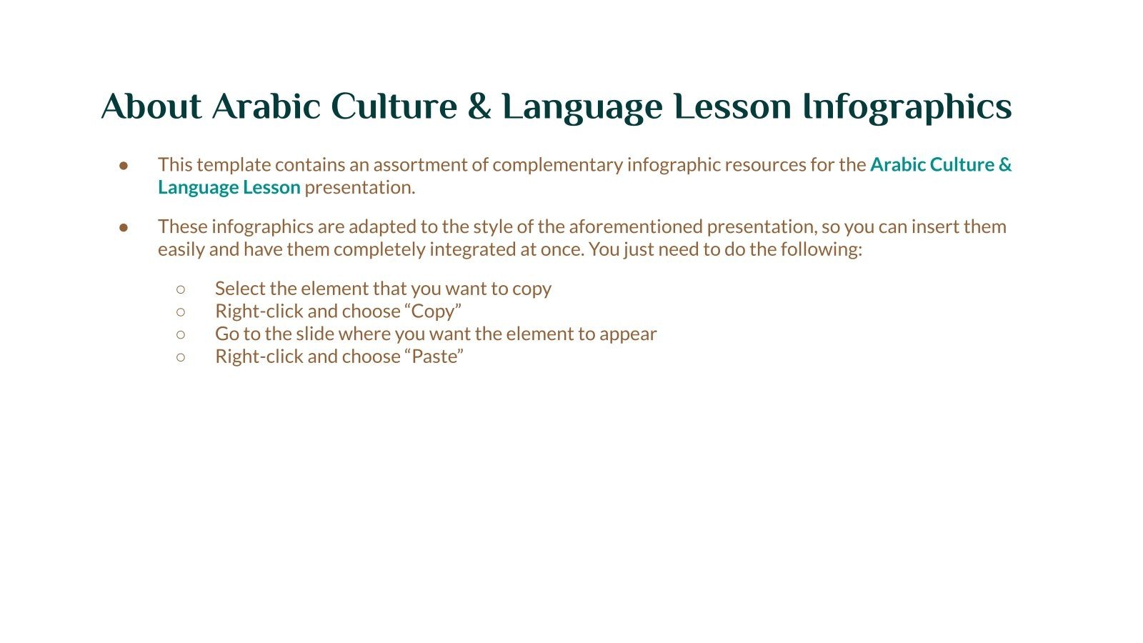 Arabic Culture & Language Lesson Infographics Template