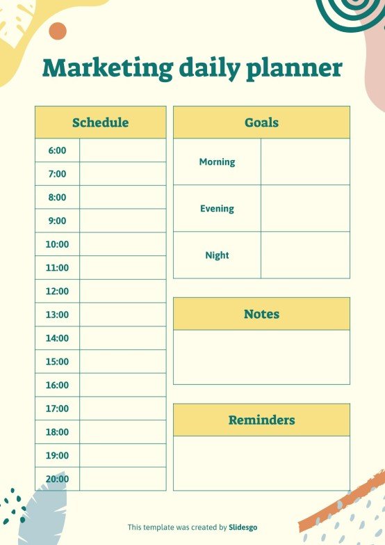 Marketing Daily Planner Printable Sheets Presentation