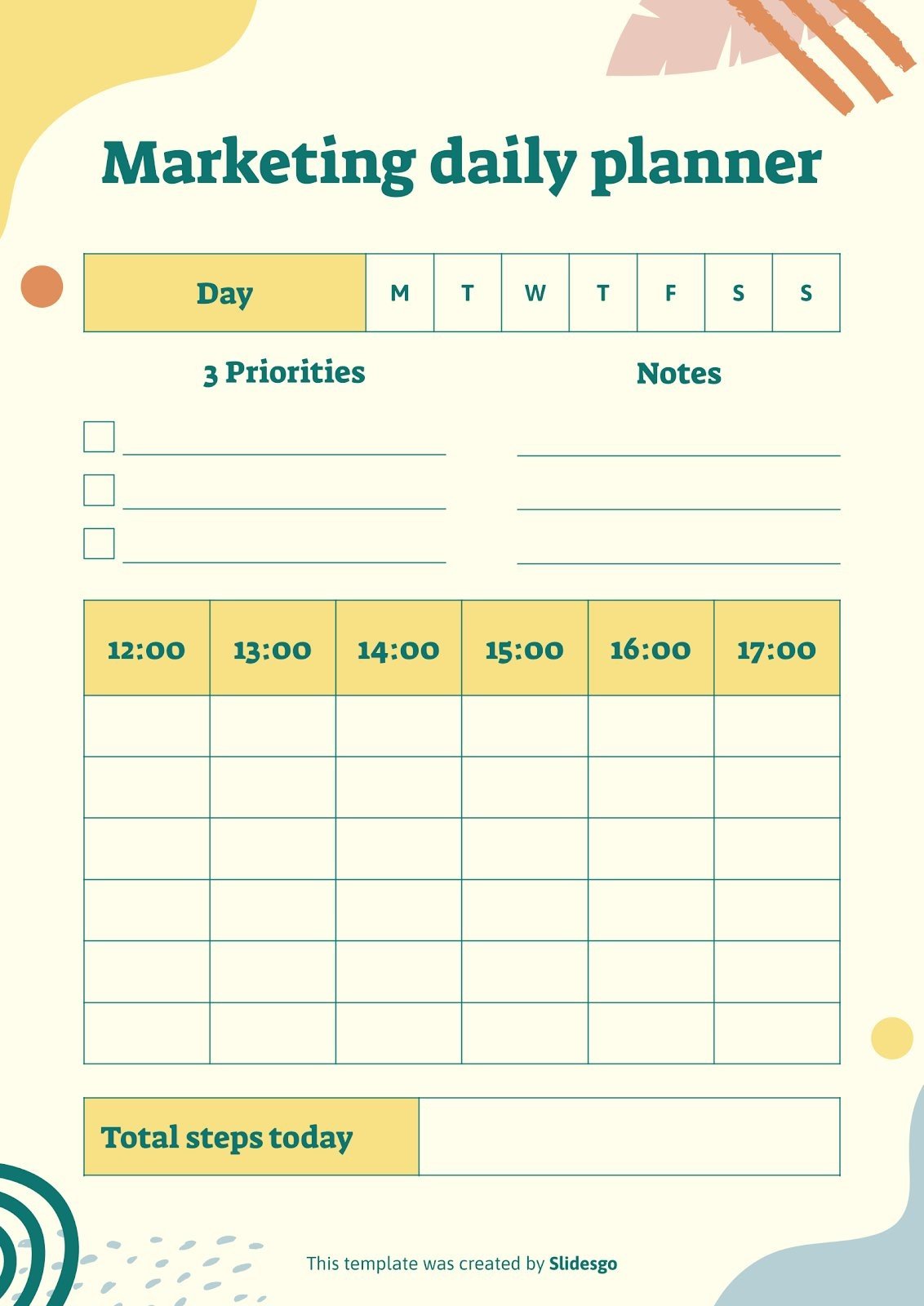 Marketing Daily Planner Printable Sheets Presentation