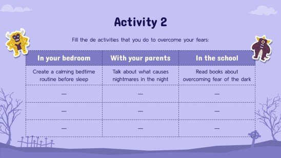 Pre-K Activities - Overcome Fear of Monsters Presentation