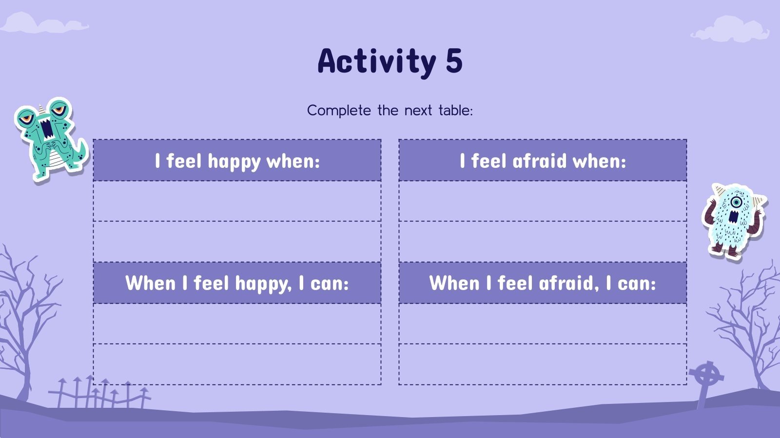 Pre-K Activities - Overcome Fear of Monsters Presentation