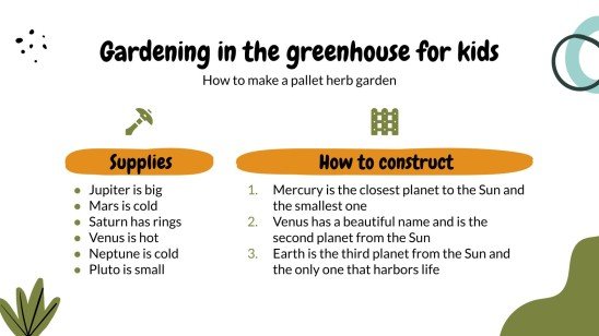 Gardening in the Greenhouse for Kids Infographics Template