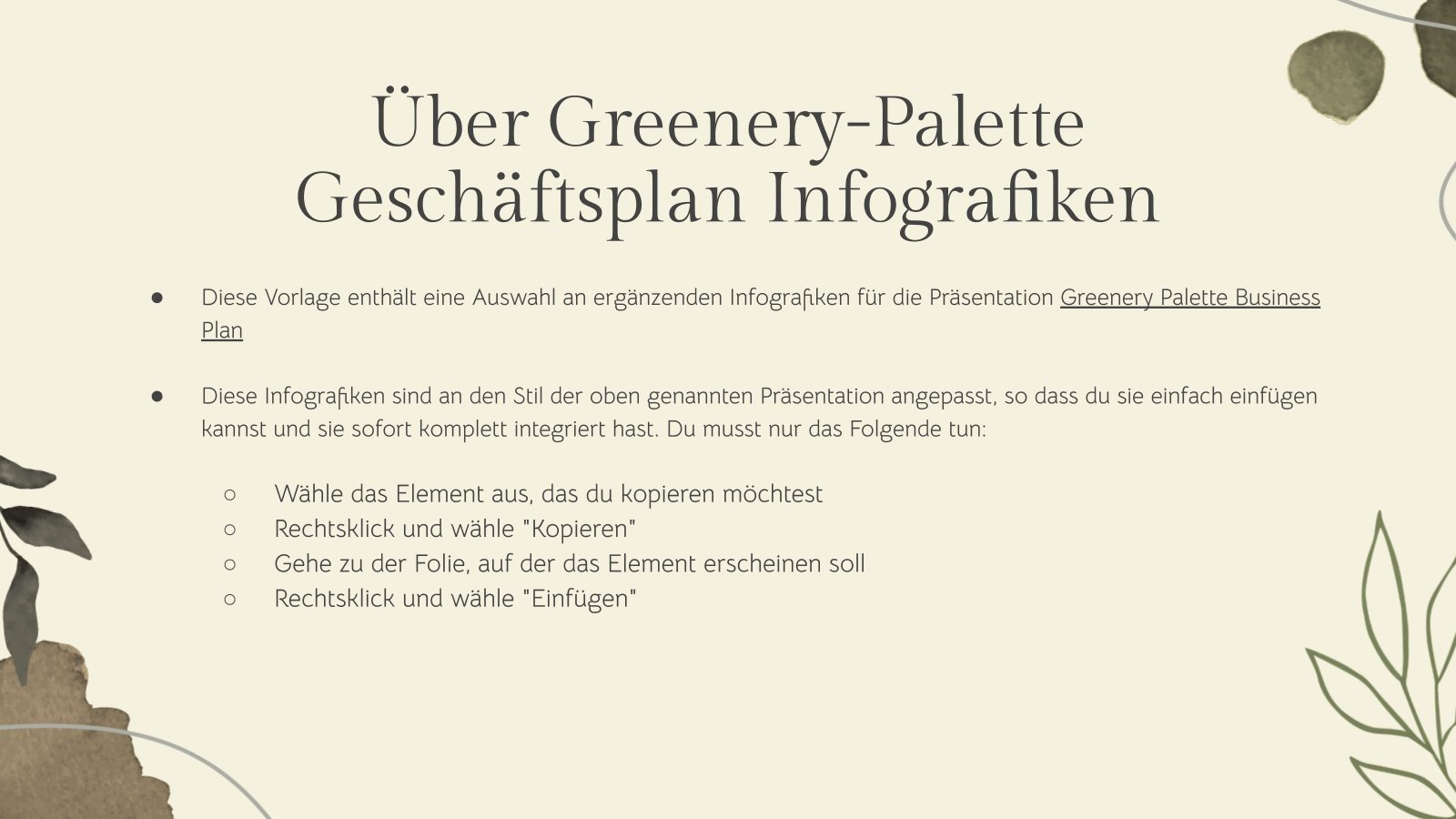 Greenery Palette Business Plan Infographics Presentation