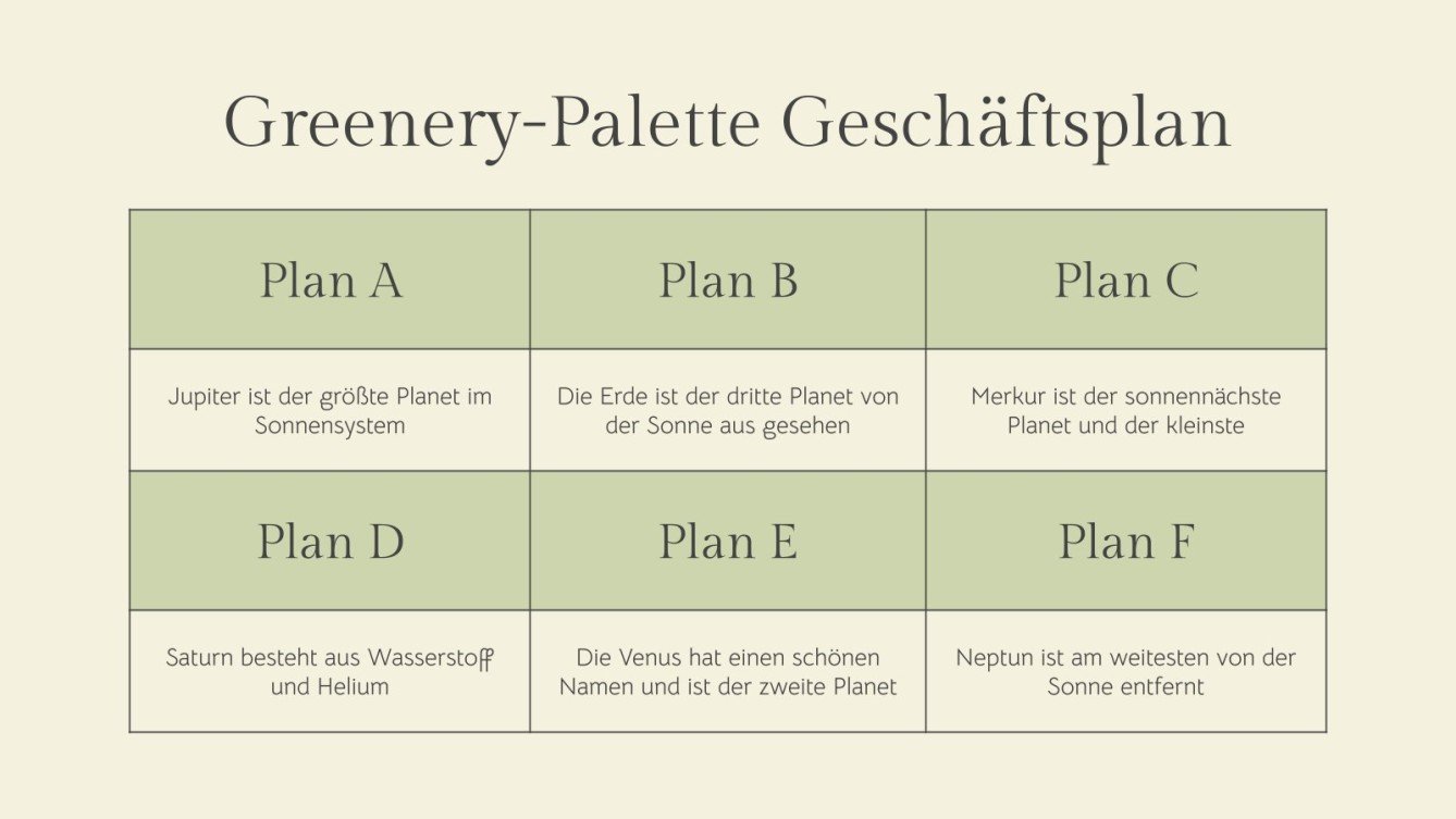 Greenery Palette Business Plan Infographics Presentation