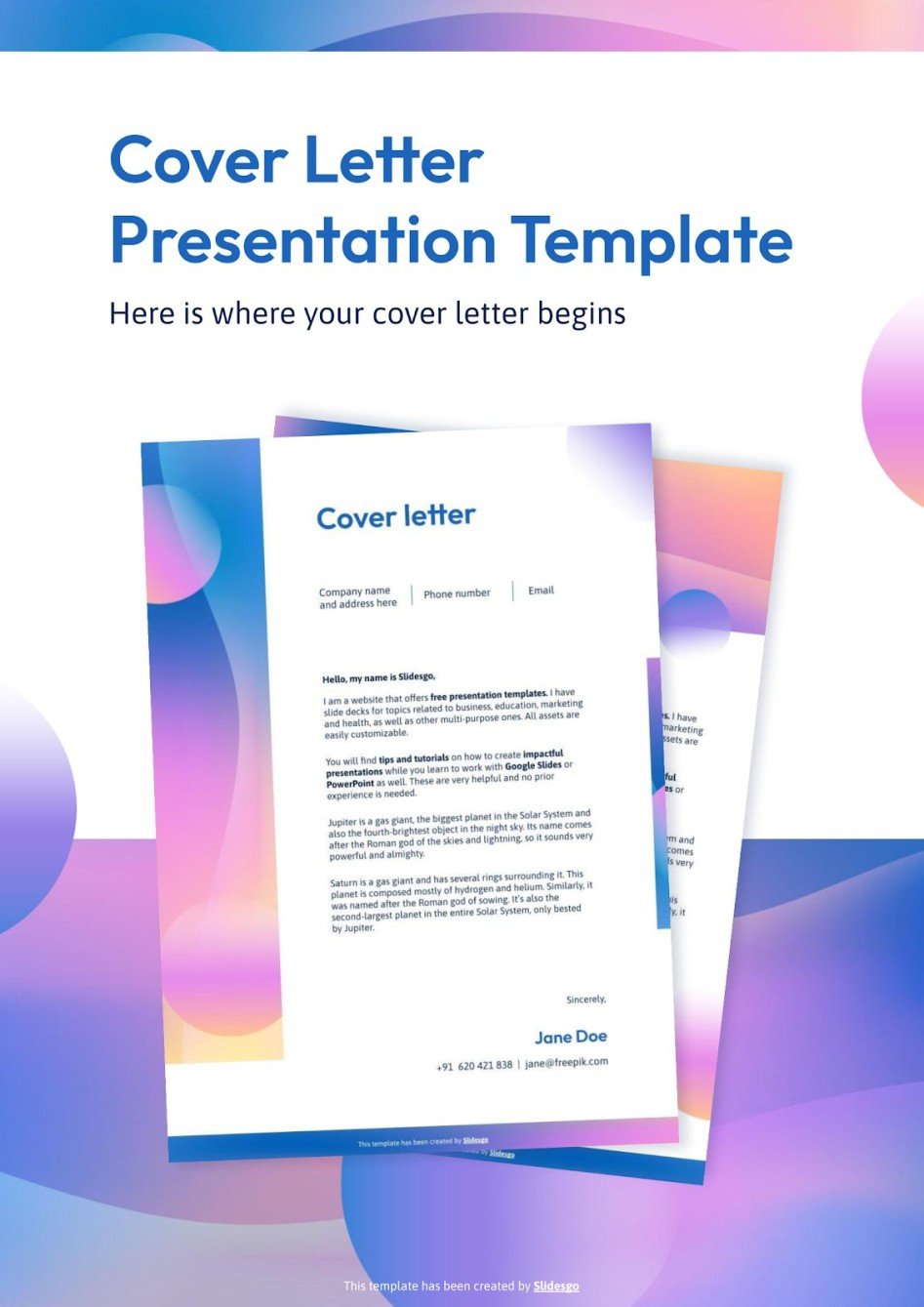 Cover Letter Presentation Template Presentation