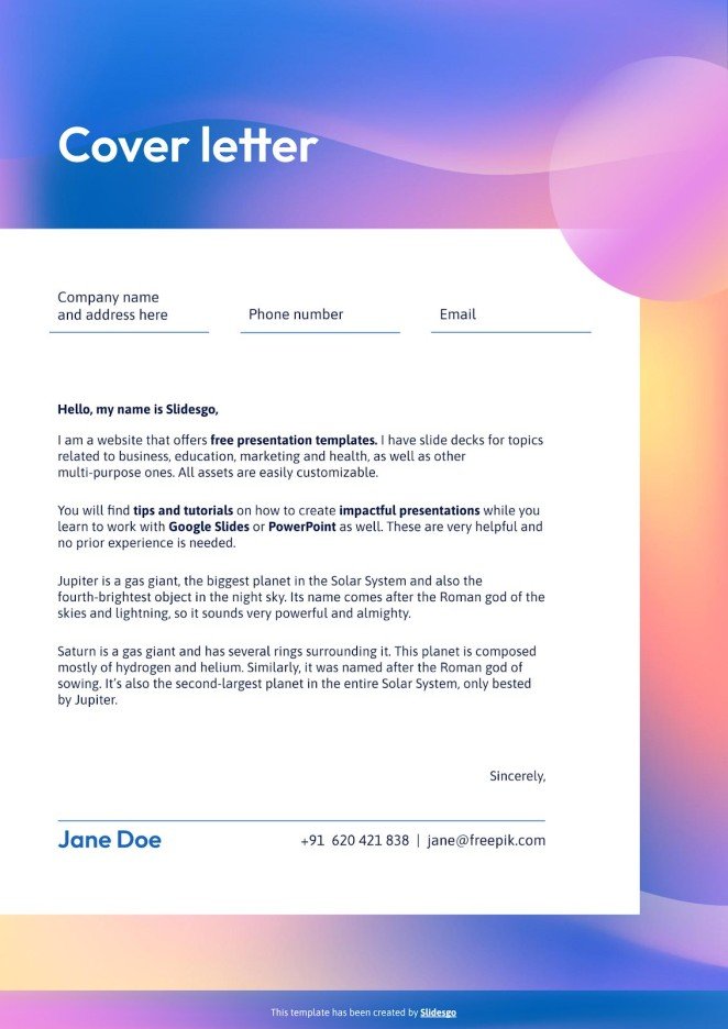 Cover Letter Presentation Template Presentation