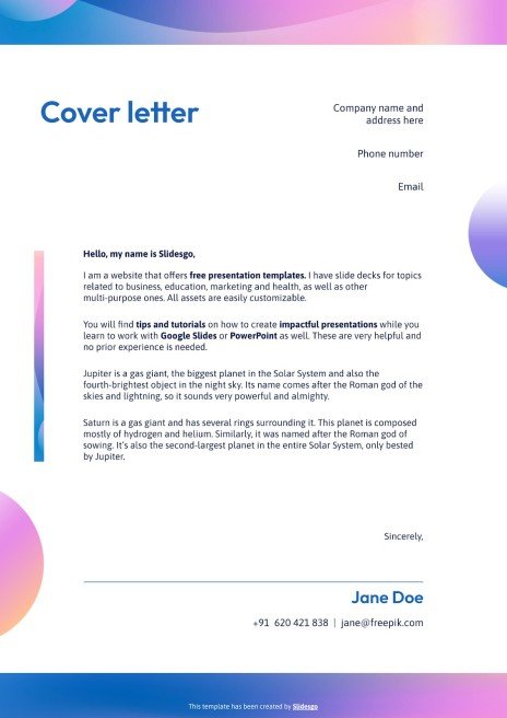 Cover Letter Presentation Template Presentation