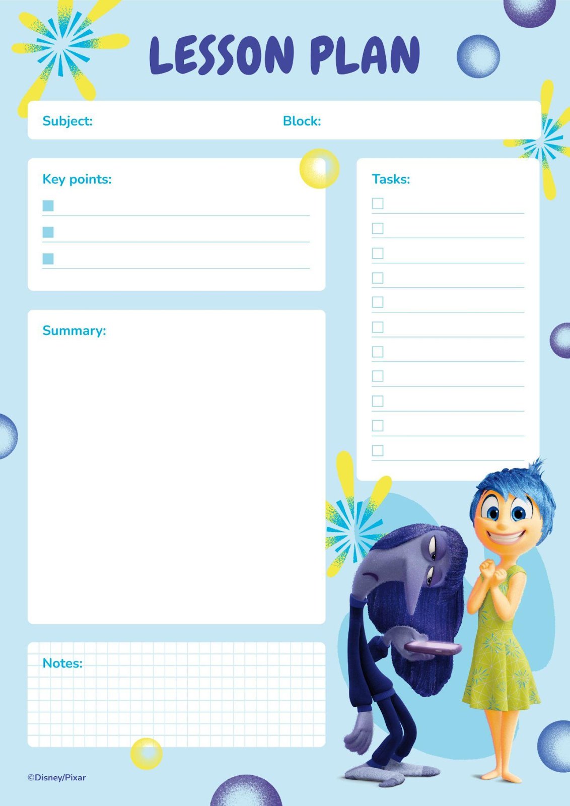 Joy & Ennui Inside Out 2 Lesson Plan Template