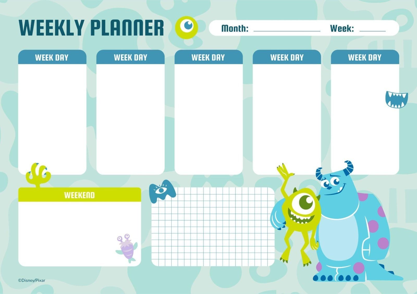 Monsters Inc Planner Template