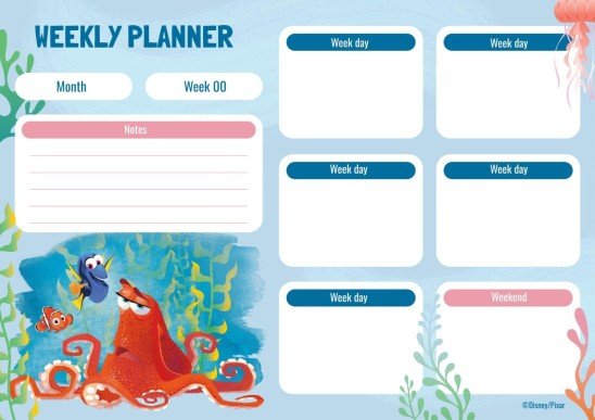 Finding Nemo Weekly Planner Template