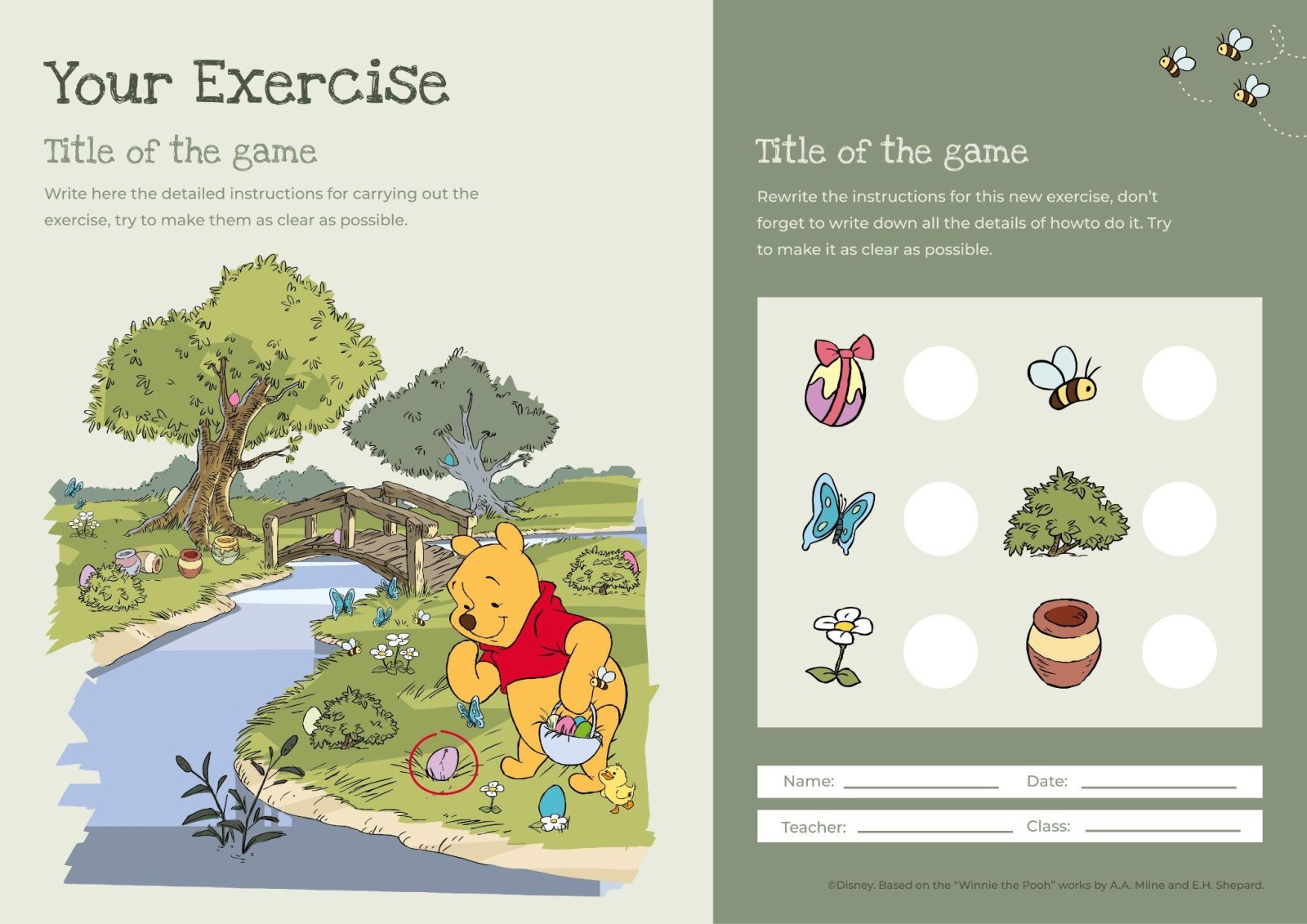 Winnie the Pooh Easter Worksheet Template