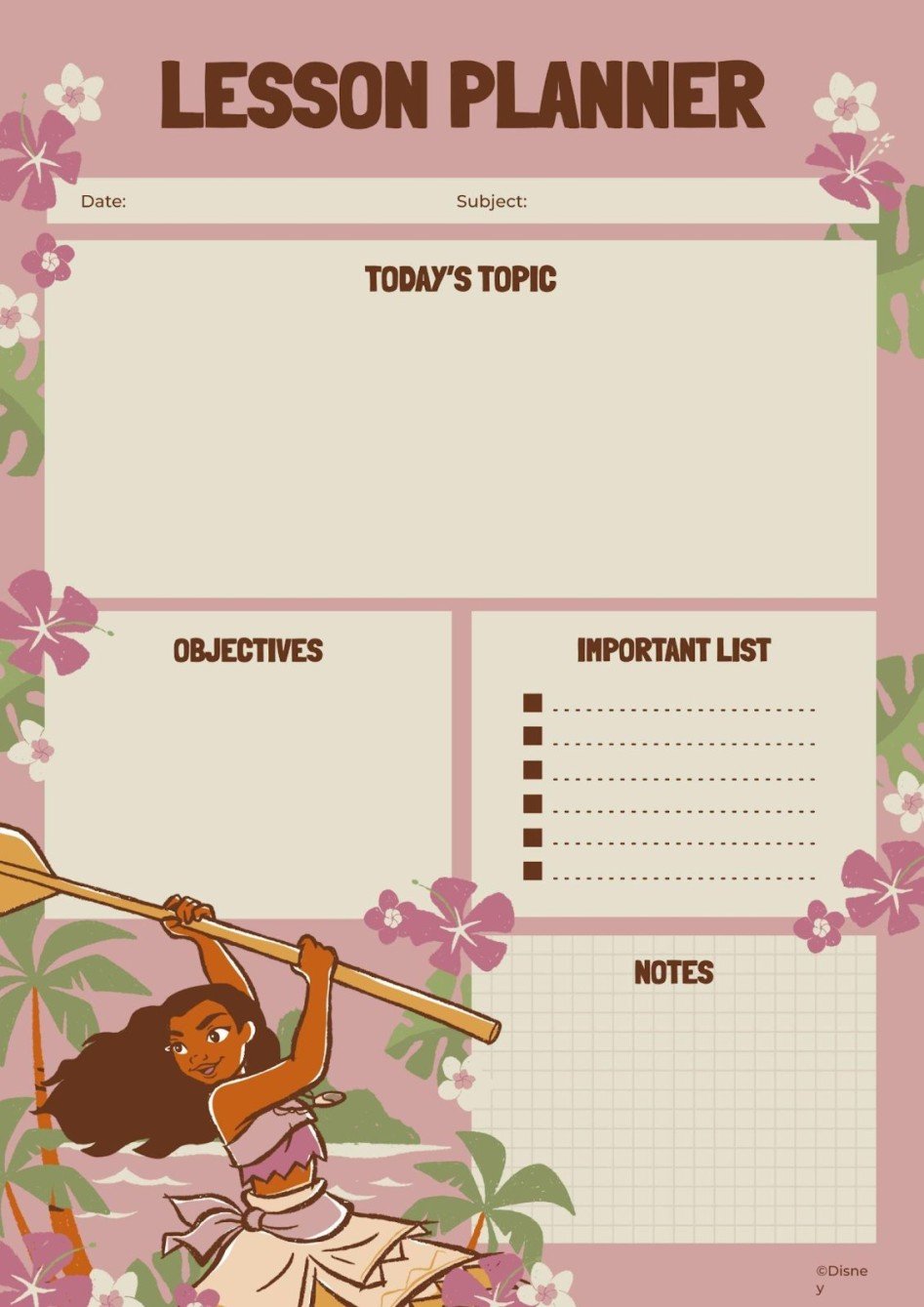 Moana Lesson Plan Template