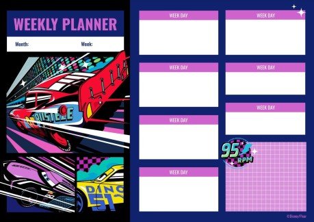Disney Cars Weekly Planner Template