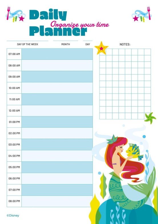 The Little Mermaid Daily Planner Template