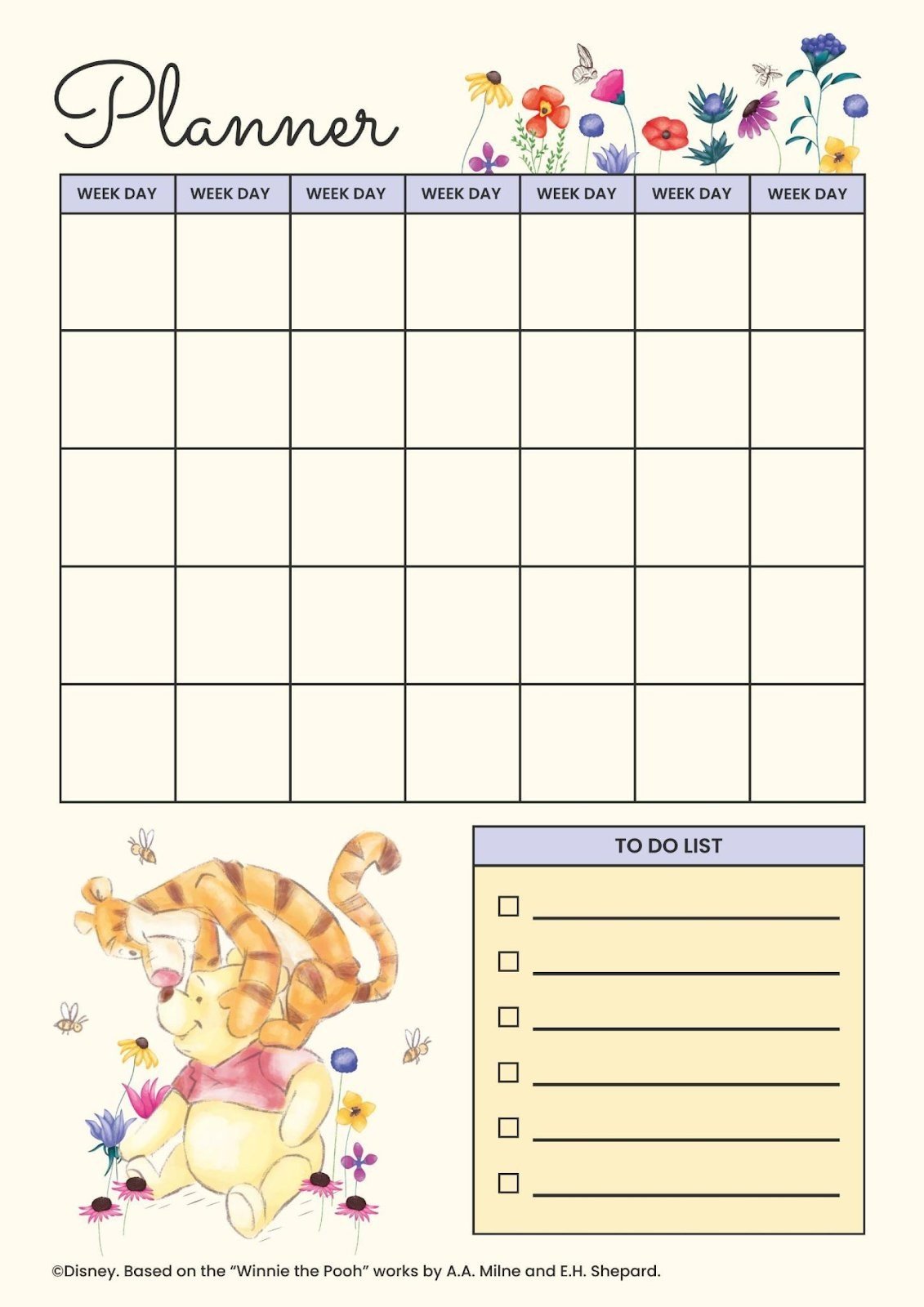 Winnie the Pooh Planner Template