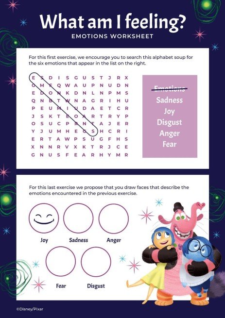 Inside Out Emotions Worksheet Template