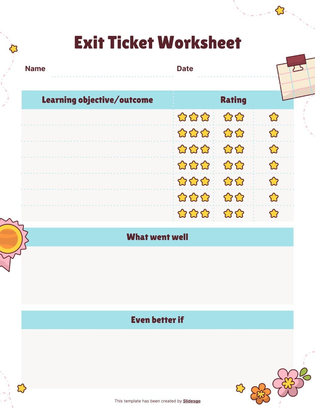 Exit Ticket Worksheet Template