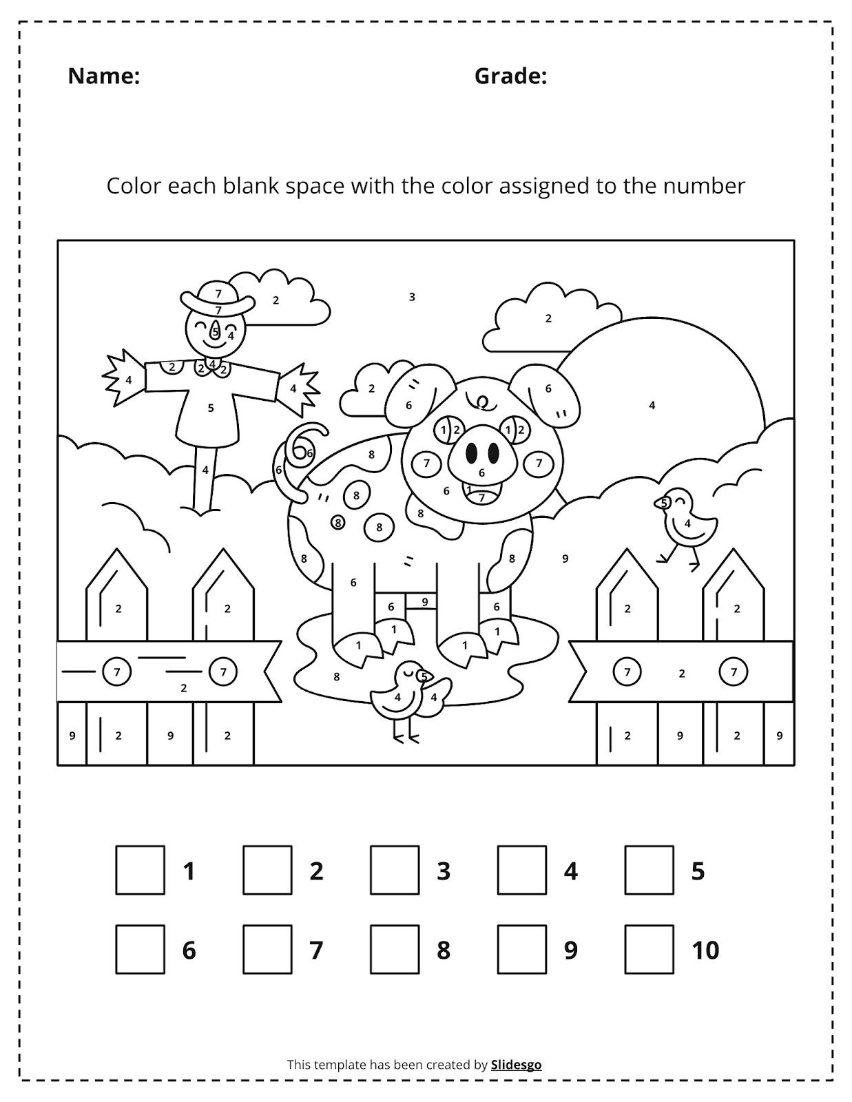 Color by Number Coloring Book Template