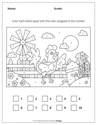 Color by Number Coloring Book Template