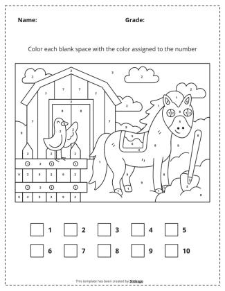 Color by Number Coloring Book Template