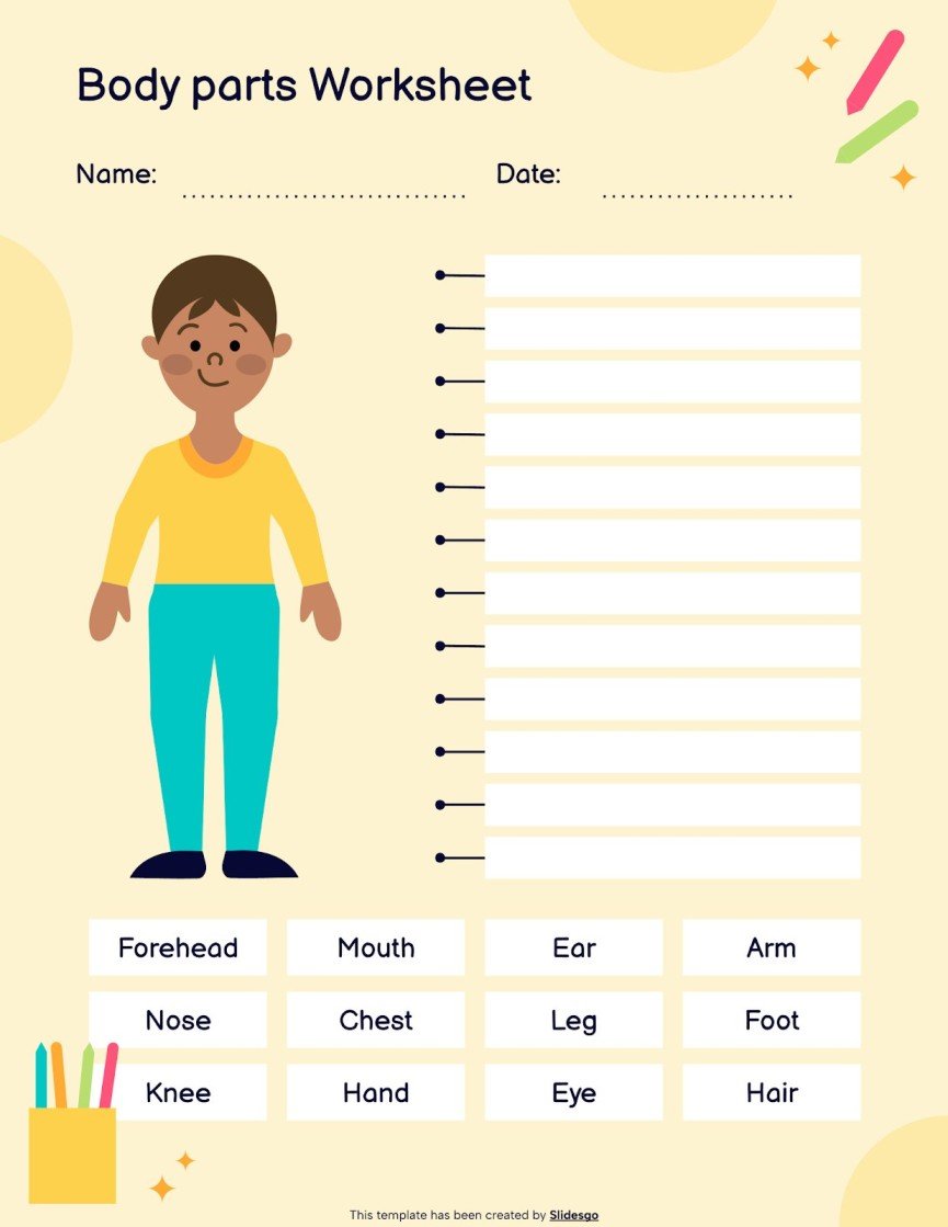 Body parts Worksheet Presentation