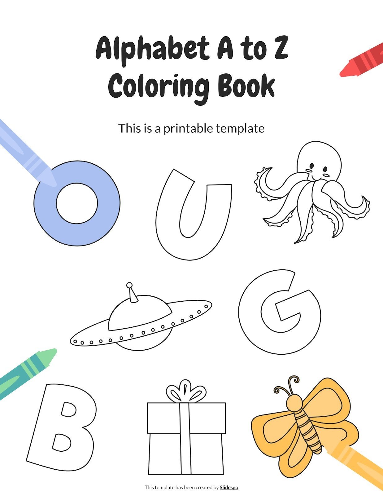 Alphabet A to Z Coloring Book Template