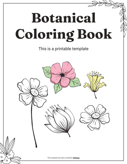Botanical Coloring Book Template