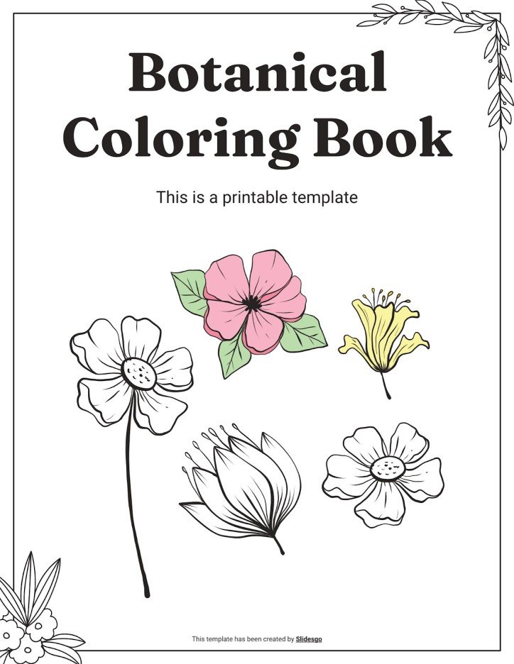 Botanical Coloring Book Template