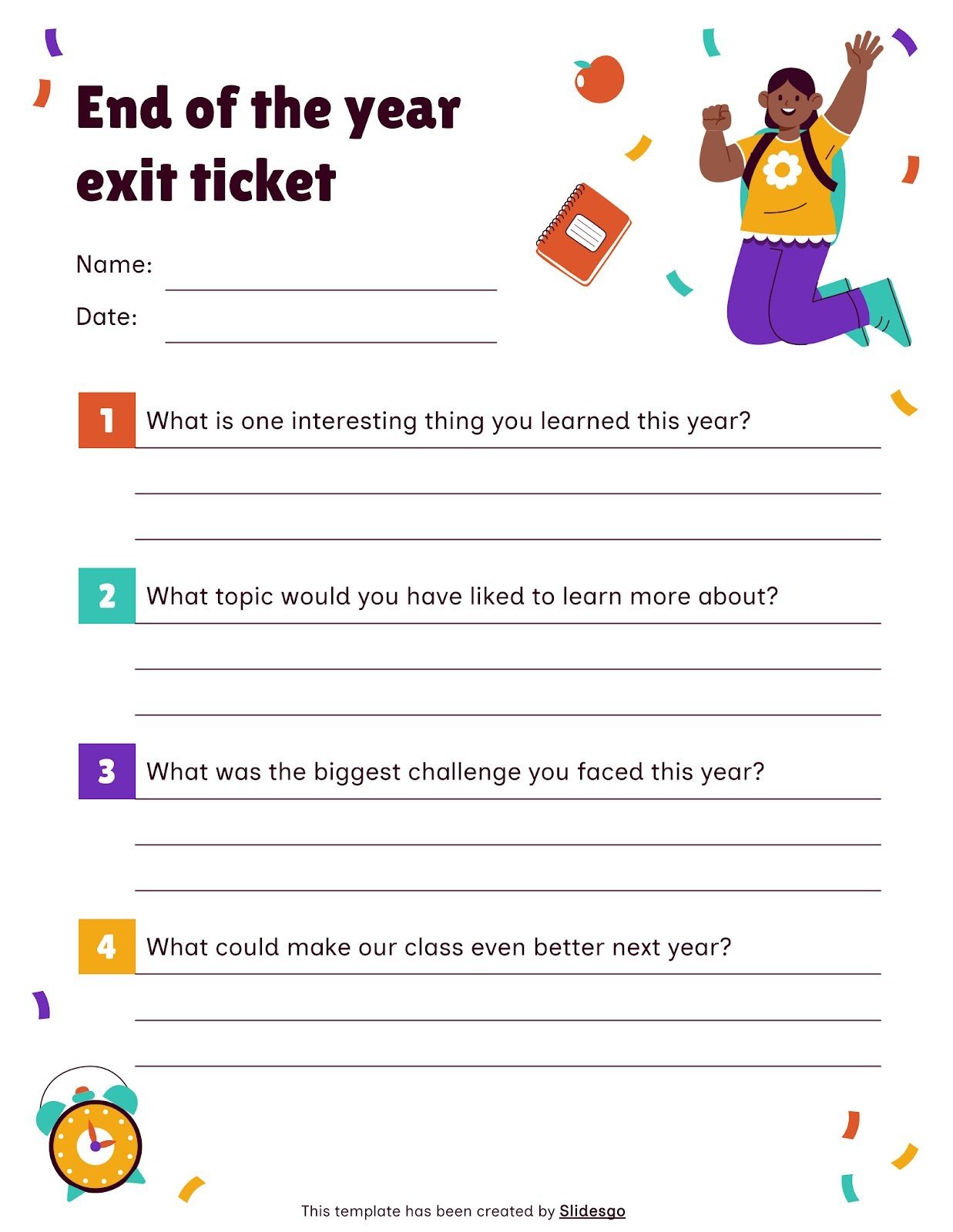 End Of The Year Exit Ticket Worksheet Template