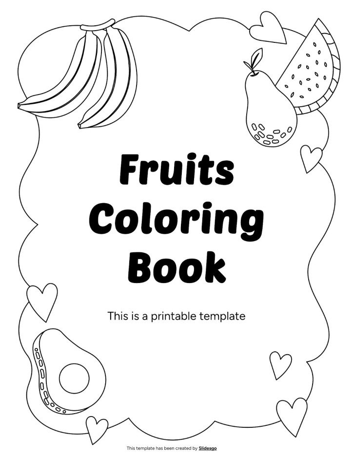 Fruits Coloring Book Template
