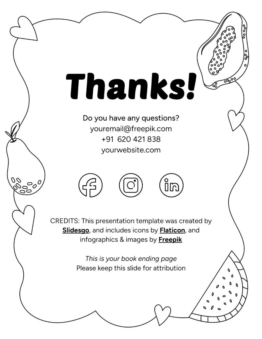 Fruits Coloring Book Template