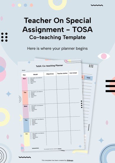 Teacher On Special Assignment - Co-teaching Template