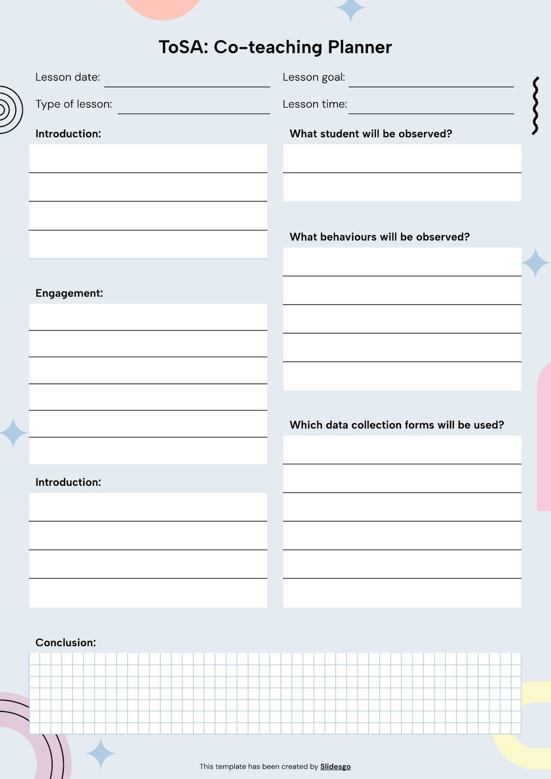 Teacher On Special Assignment - Co-teaching Template