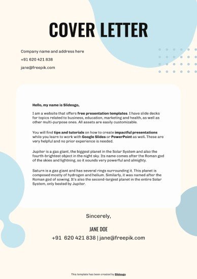 Cover Letter Presentation Template Presentation