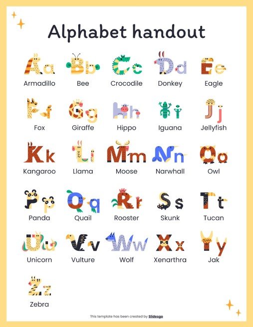 Alphabet Handout Template