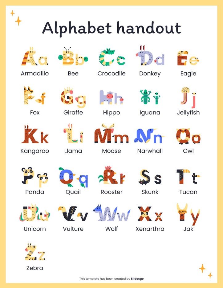Alphabet Handout Template