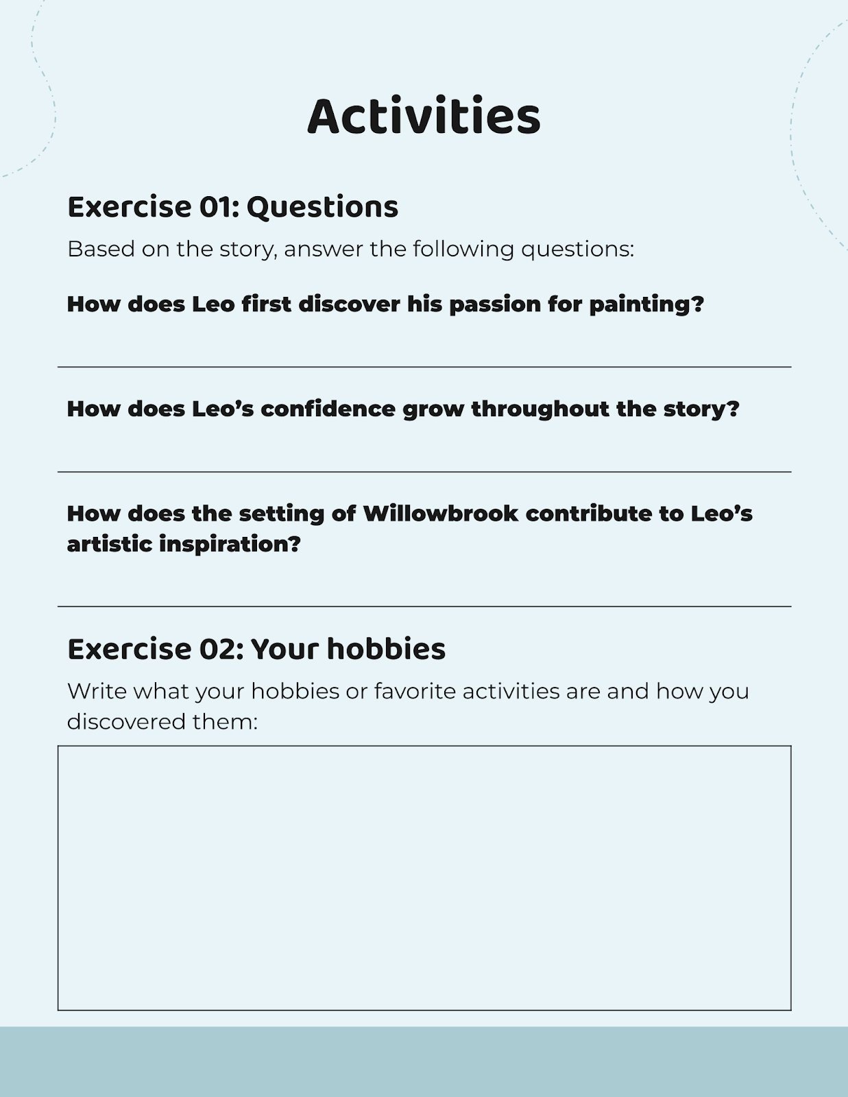 Children Hobbies Story Book Presentation