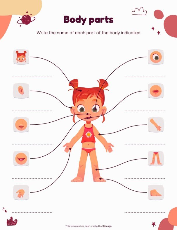 Body parts Worksheet Template