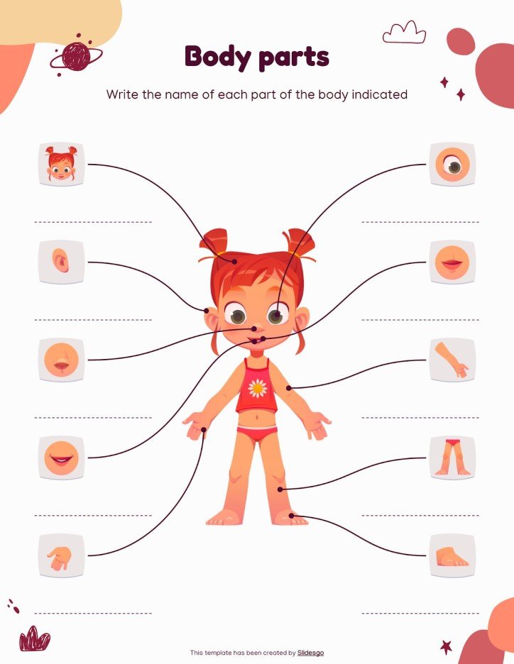 Body parts Worksheet Template
