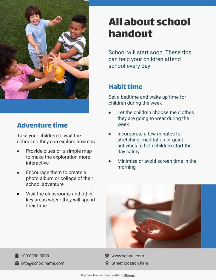 All About School Handout Template