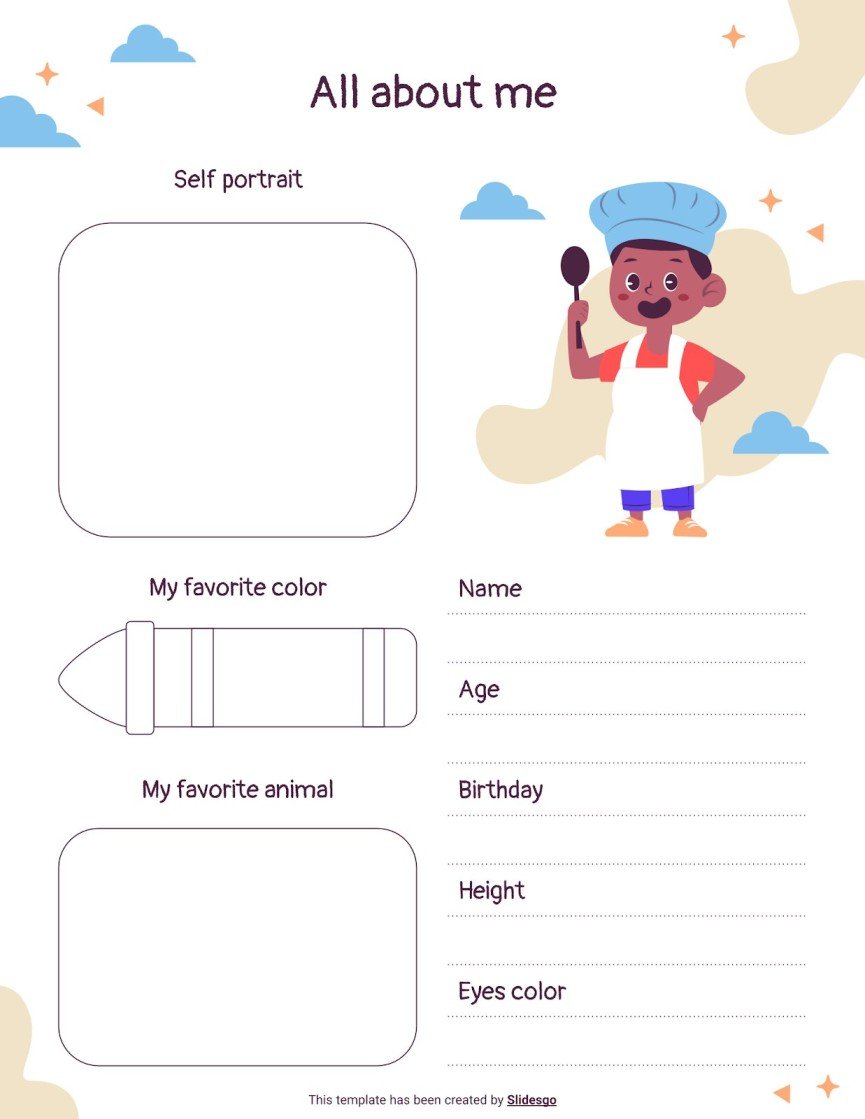 All About Me Worksheet Template