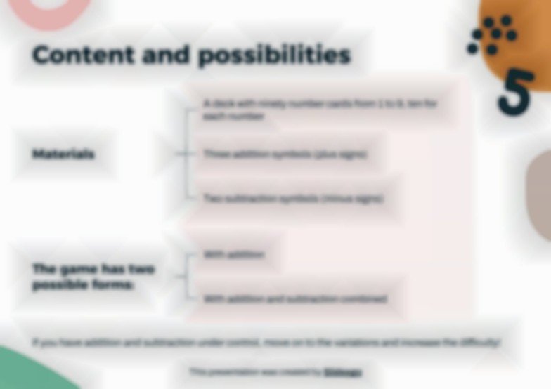 Card Game to Improve Mental Arithmetic Skills Presentation