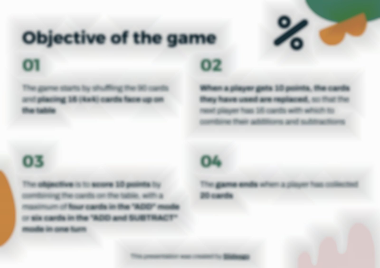 Card Game to Improve Mental Arithmetic Skills Presentation