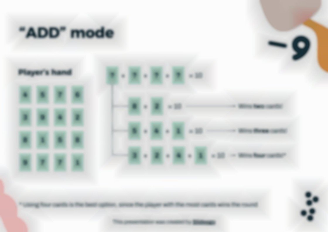 Card Game to Improve Mental Arithmetic Skills Presentation