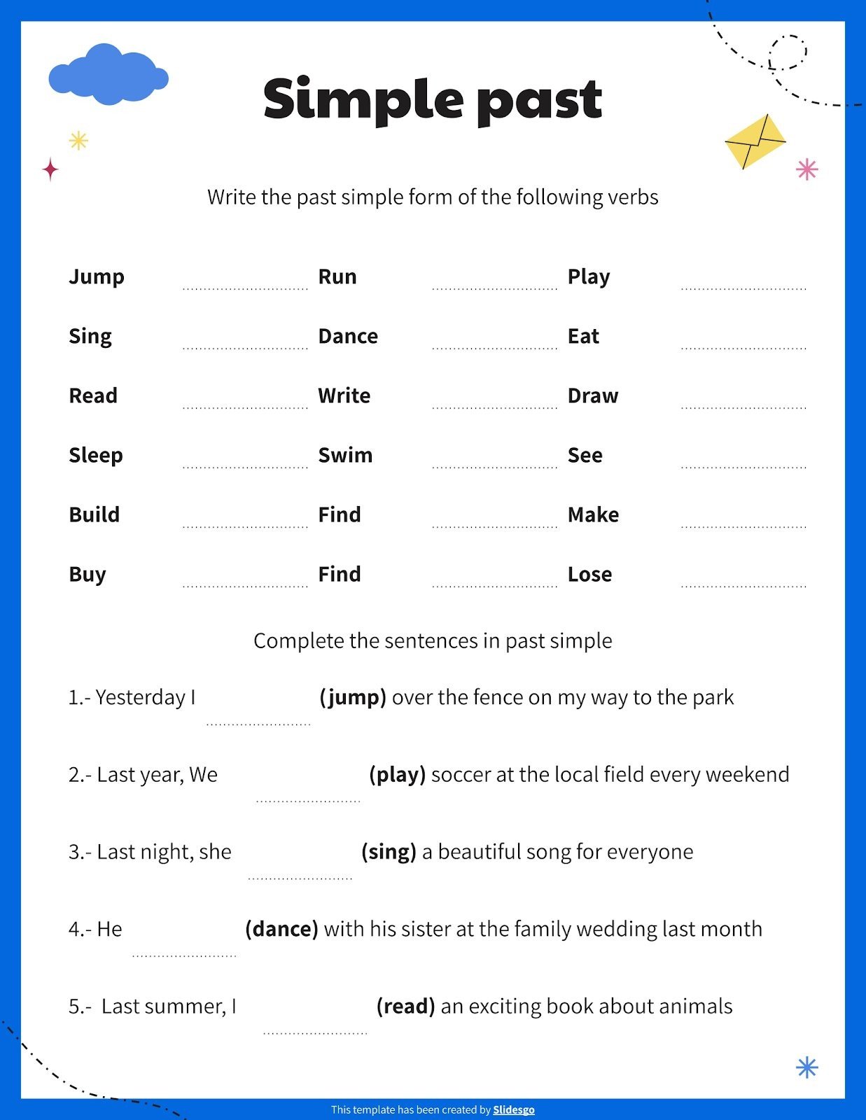Simple Past Worksheet Template