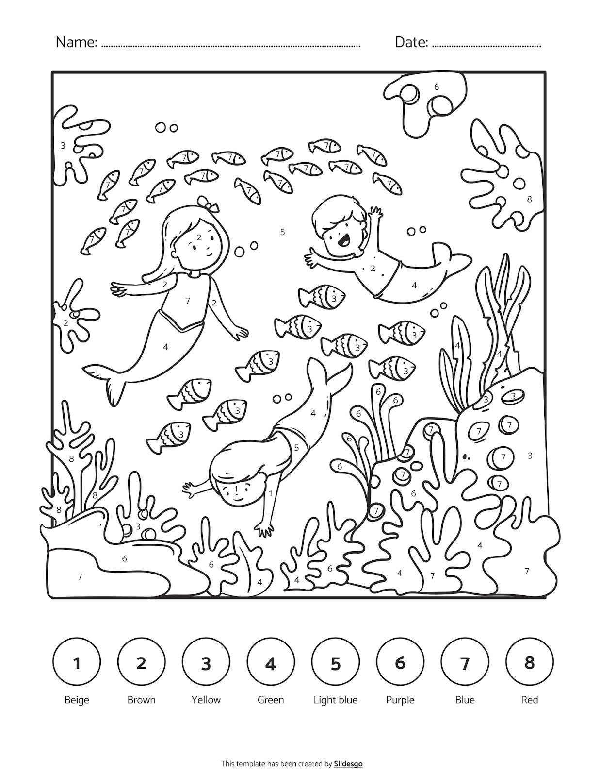Color by Number Coloring Book Template