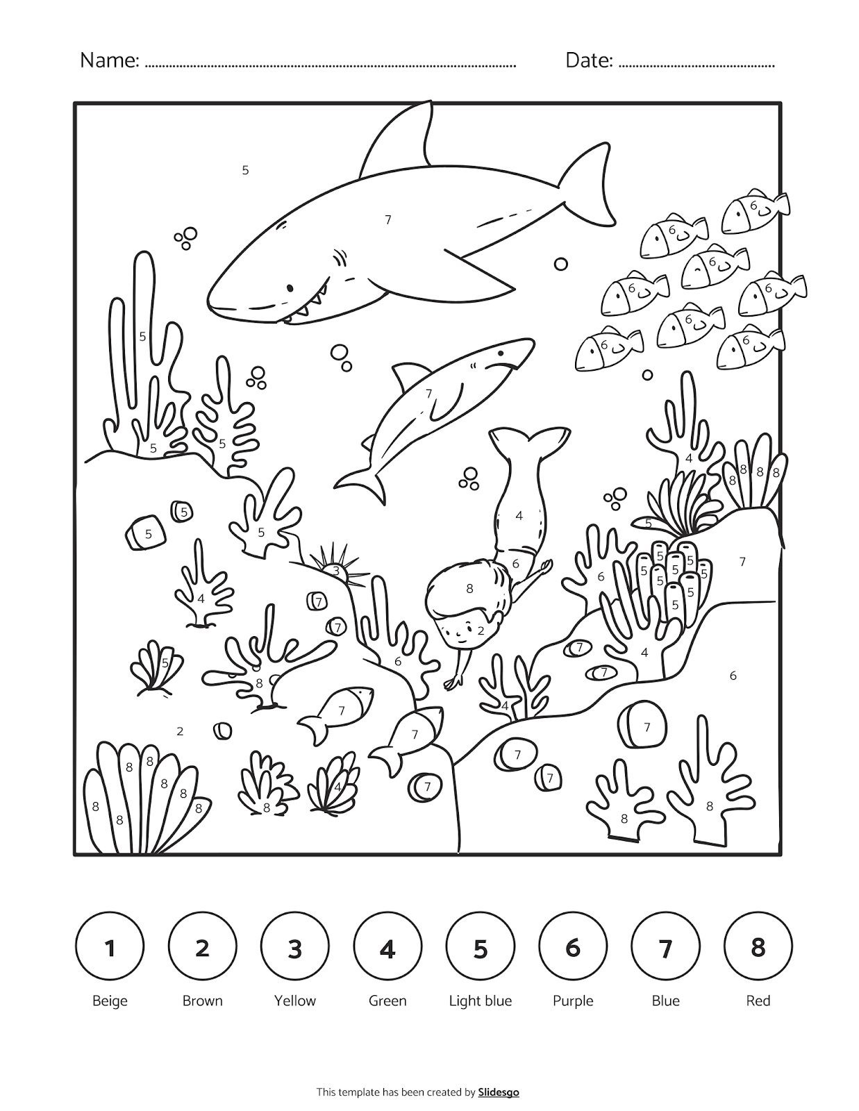 Color by Number Coloring Book Template