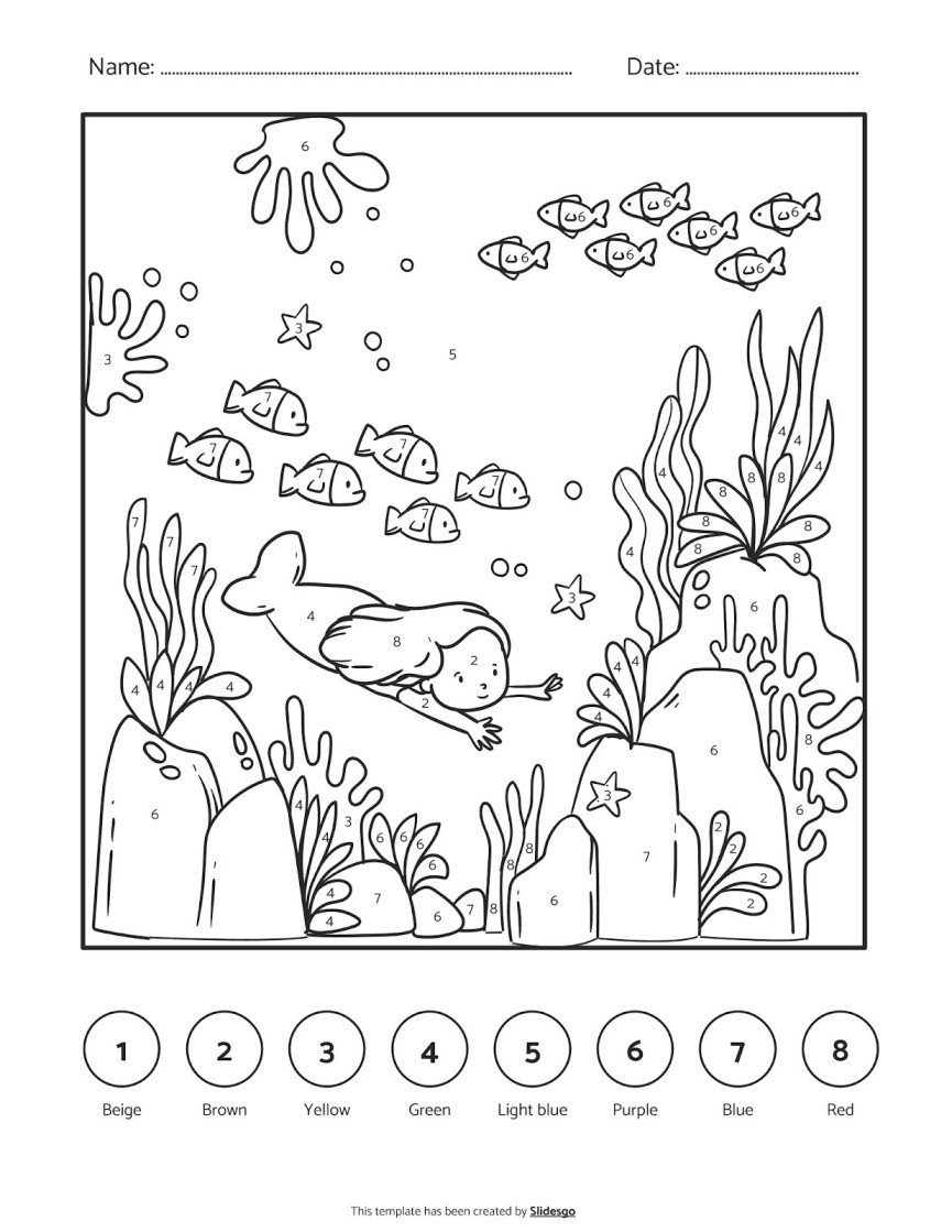 Color by Number Coloring Book Template