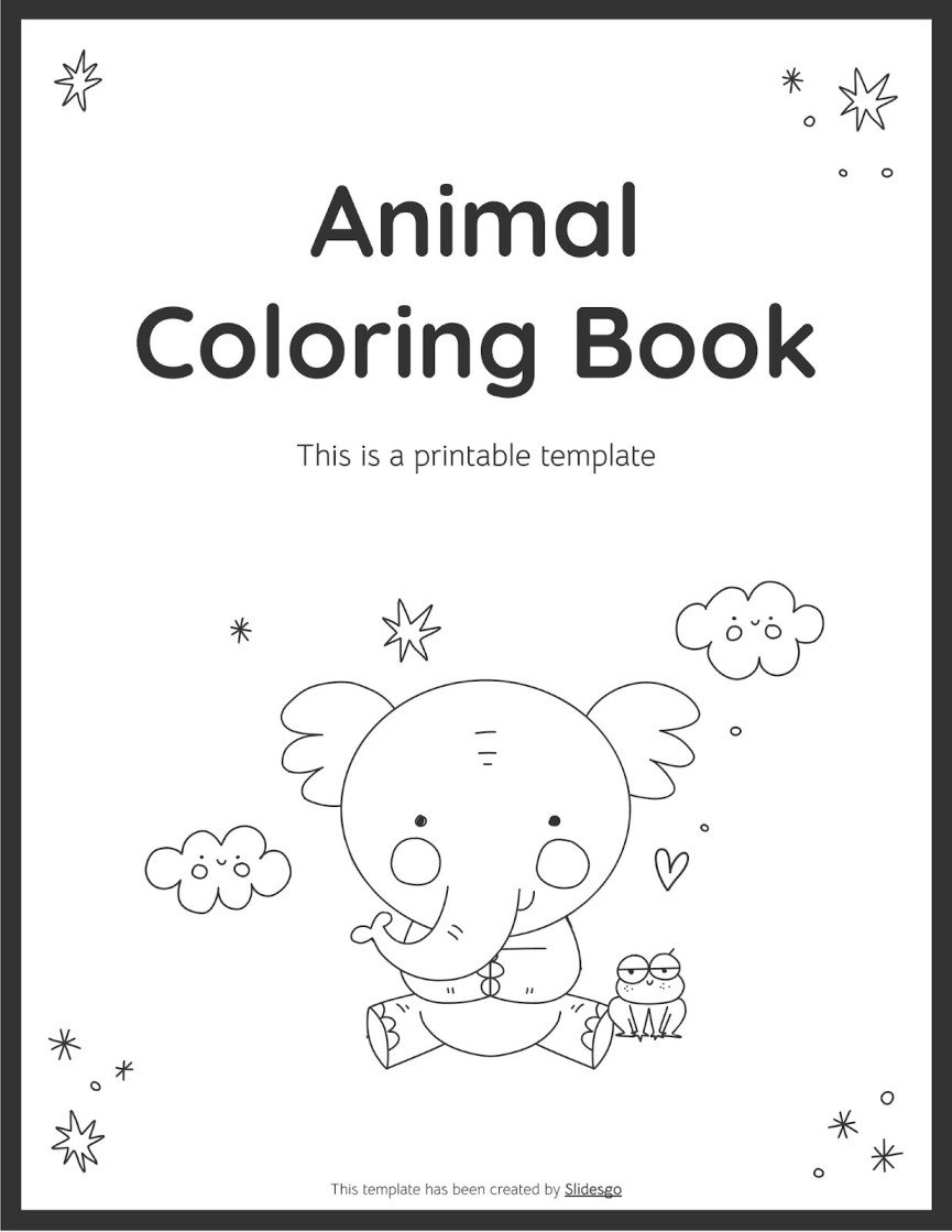 Plantilla Libro para colorear de animales